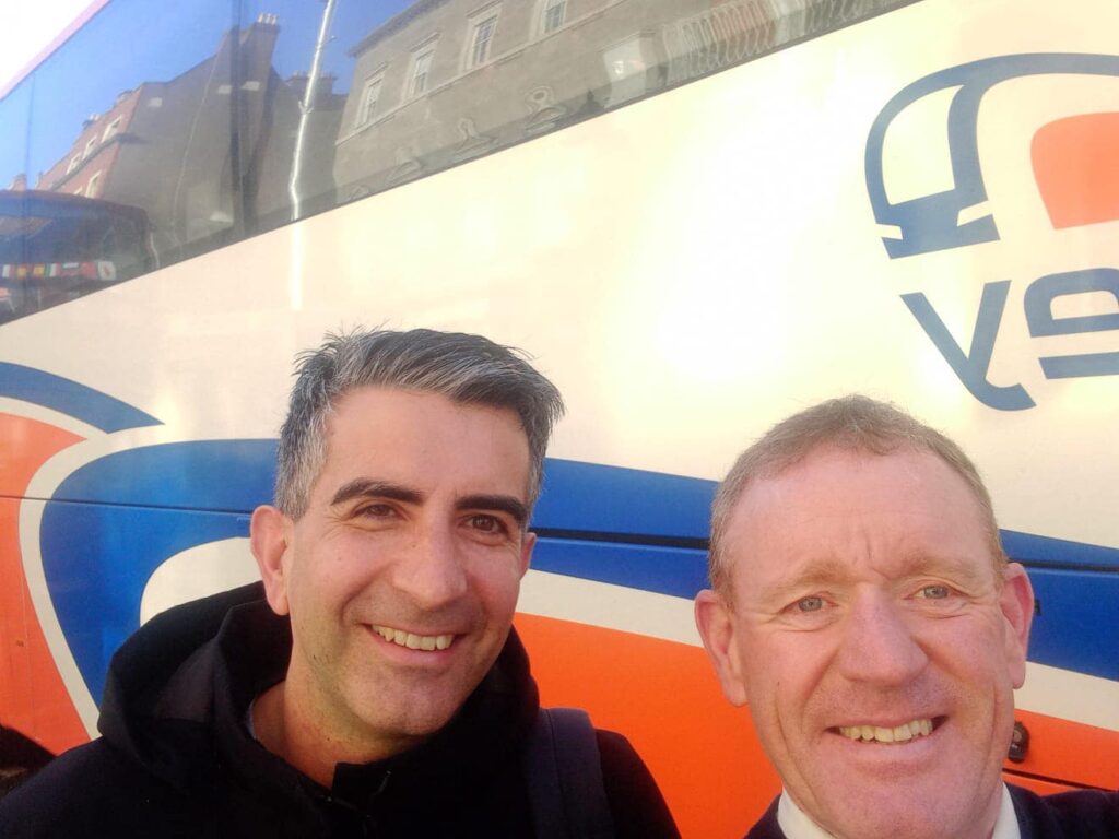Corrie star takes the wheel at McGinley Travel – McGinley Coach Travel